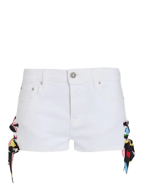 Emilio Pucci Silk-trimmed Denim Shorts - White