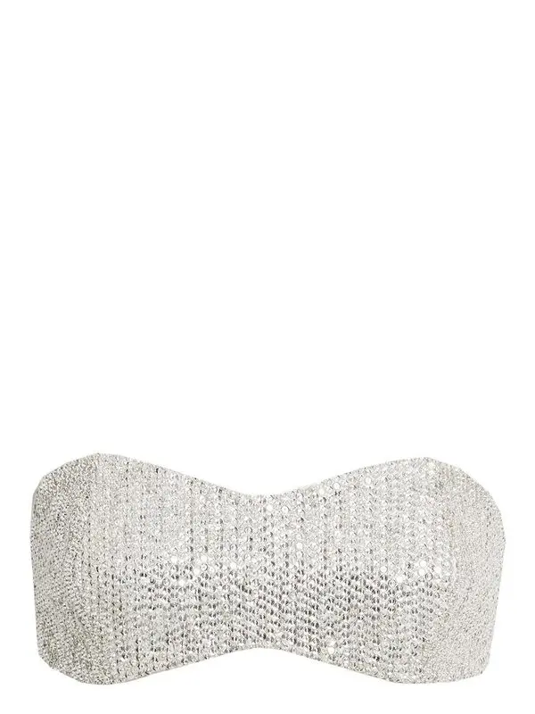 Michael Kors Crystal-embellished Crepe Bra Top - Silver