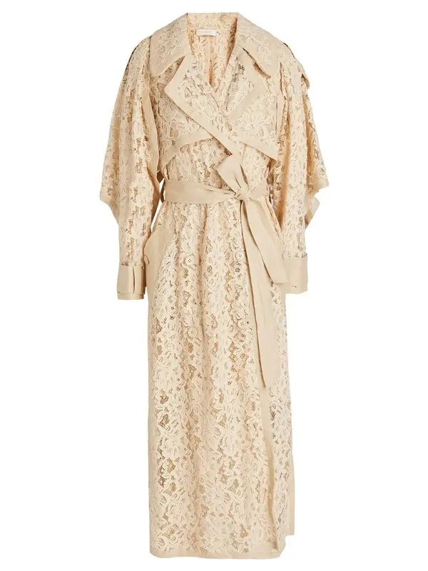 Zimmermann Cotton-blend Corded Lace And Linen Midi Dress - Beige