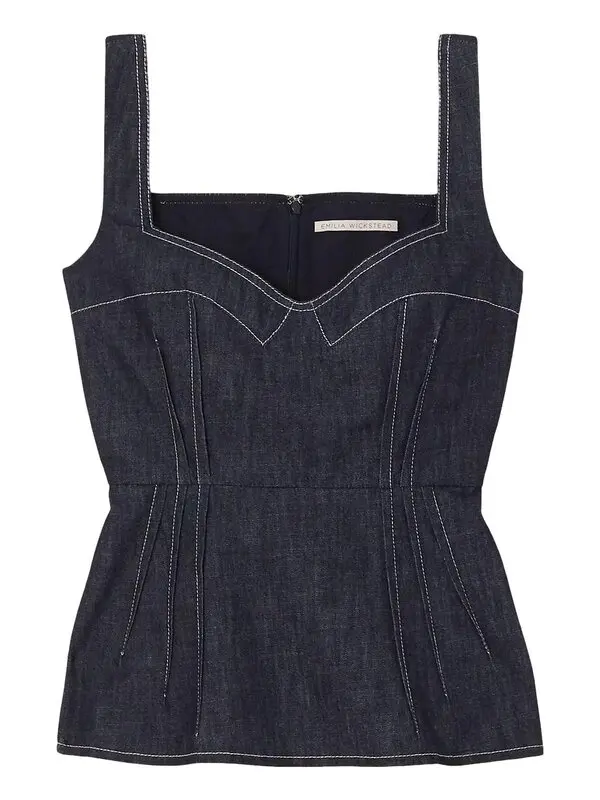 EMILIA WICKSTEAD Apple Denim Bustier Top - Dark Denim