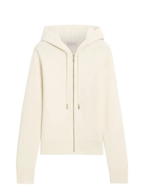 Moncler Wool And Cashmere-blend Zip-up Hoodie - Ecru