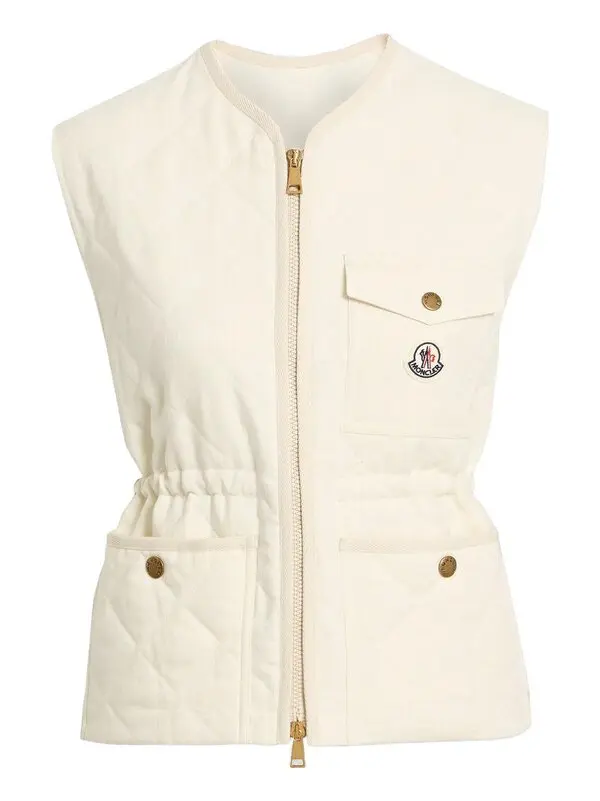Moncler Vigny Quilted Linen Vest - Ivory