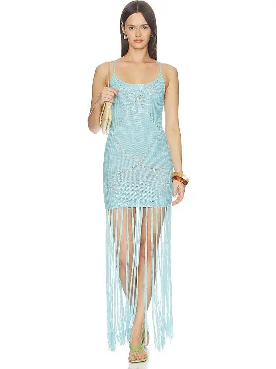 MORE TO COME Avi Crochet Maxi Dress - Ice Blue