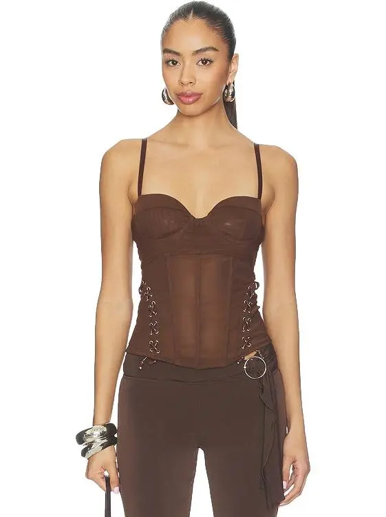 Miaou Christina Corset Top - Brown