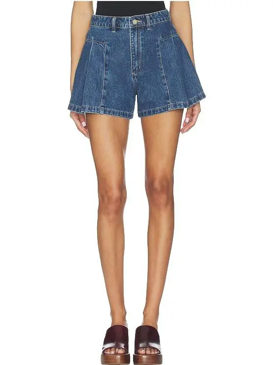 Abrand Denim 94 Pleated Short - Mid Blue