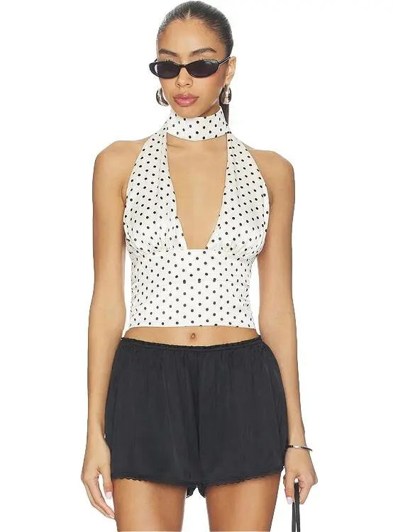 Majorelle Marina Polka Dot Top - Black & Cream Polka Dotl