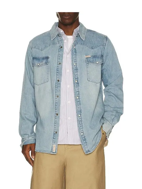 SENDERO PROVISIONS CO. The Wyatt Pearl Snap Shirt In Blue - Vintage Denim
