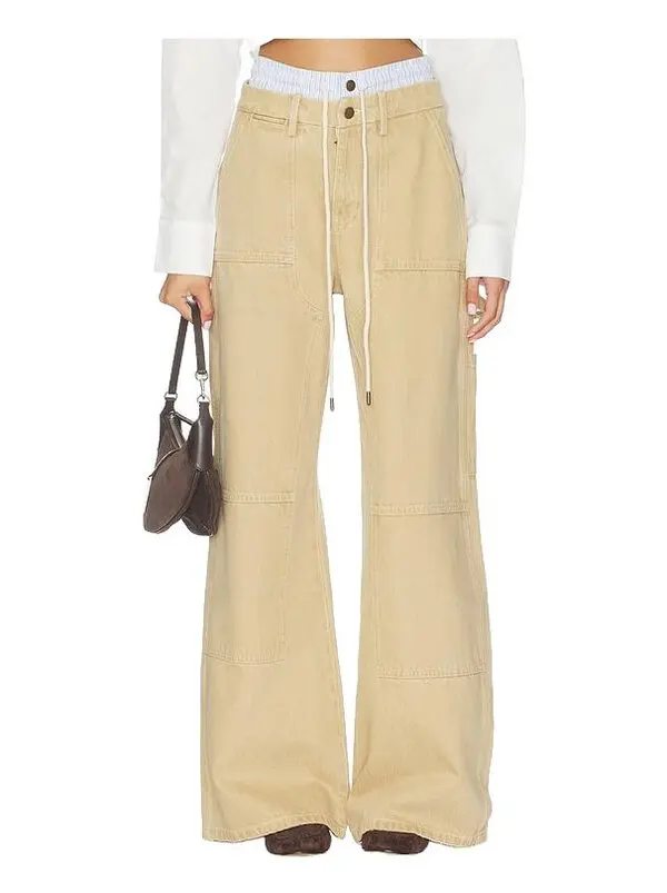 Monse Double Waistband Wide Leg Pant - Tan