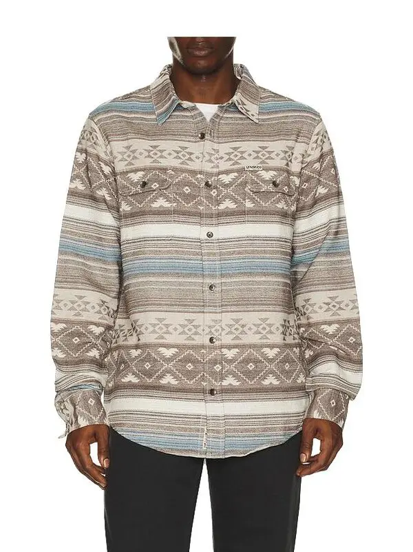 SENDERO PROVISIONS CO. Boquillas Shirt In Grey - Cream & Brown