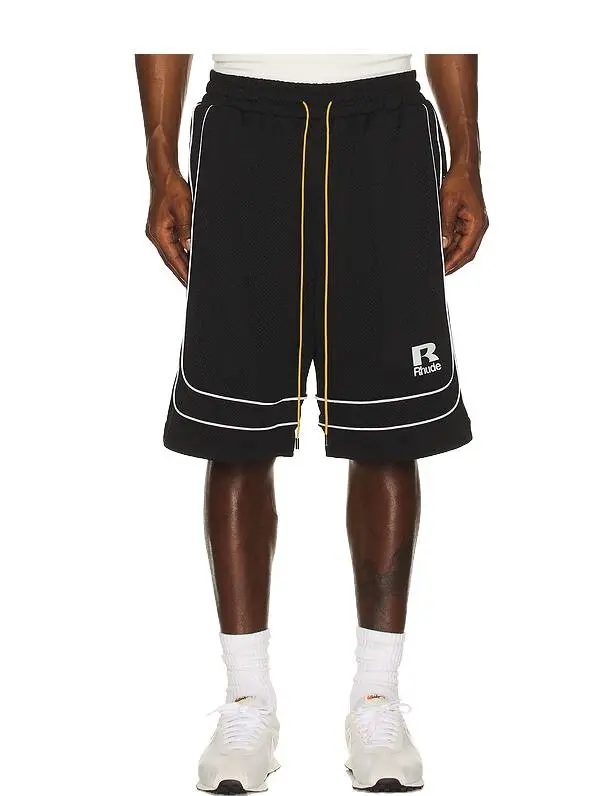 Rhude Baggy Mesh Basketball Short - Black & White
