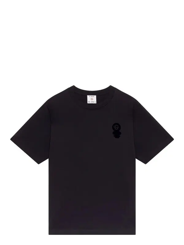 Casablanca Squash Logo Flock Short Sleeve T-shirt - Black