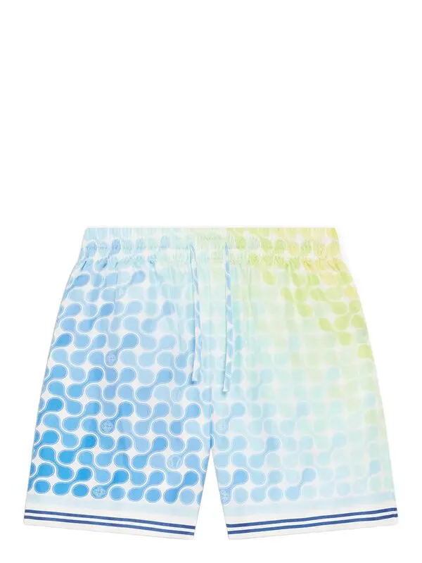 Casablanca Gradient Tennis Tile Silk Shorts - Multicolor