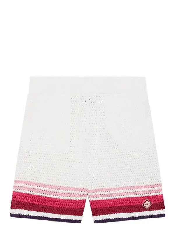 Casablanca Striped Crochet Shorts - White