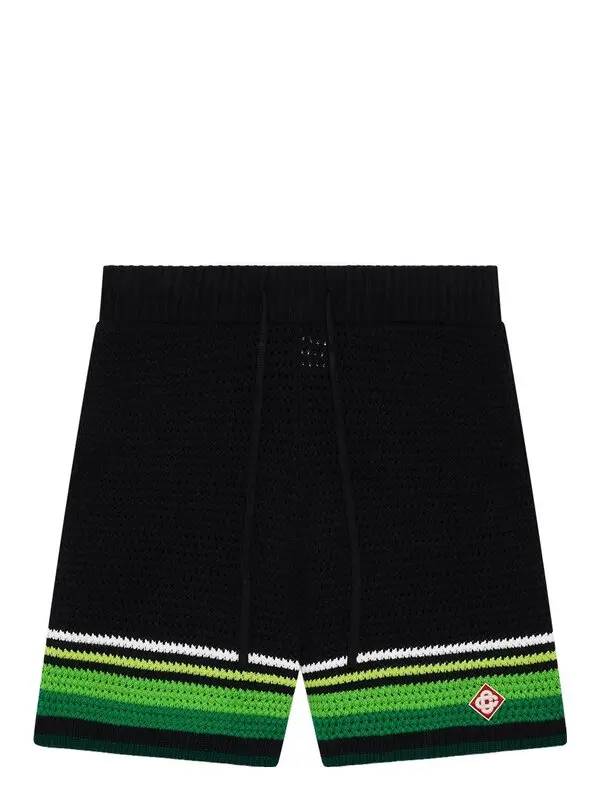 Casablanca Striped Crochet Shorts - Green