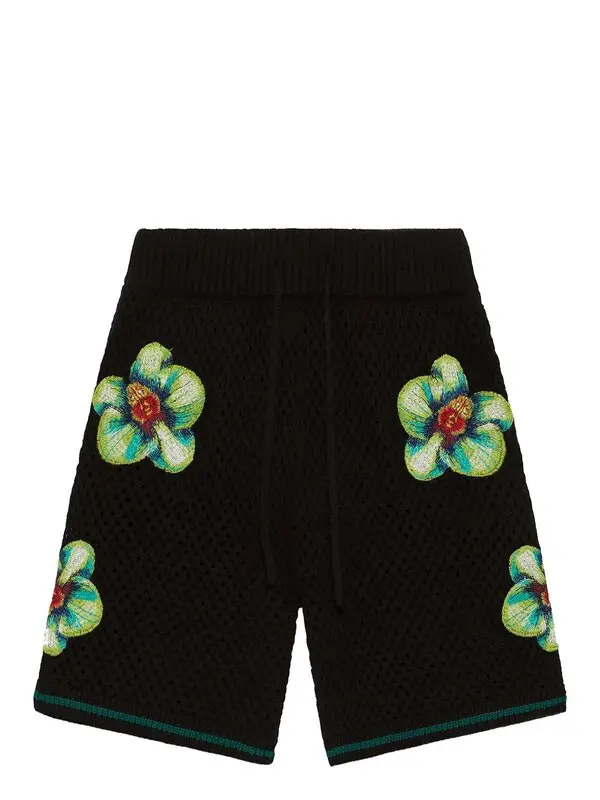 Casablanca Glitch Orchid Embroidered Crochet Shorts - Multicolor