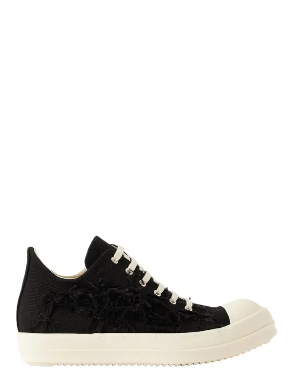 Rick Owens Ramones Frayed Denim Sneakers - Black