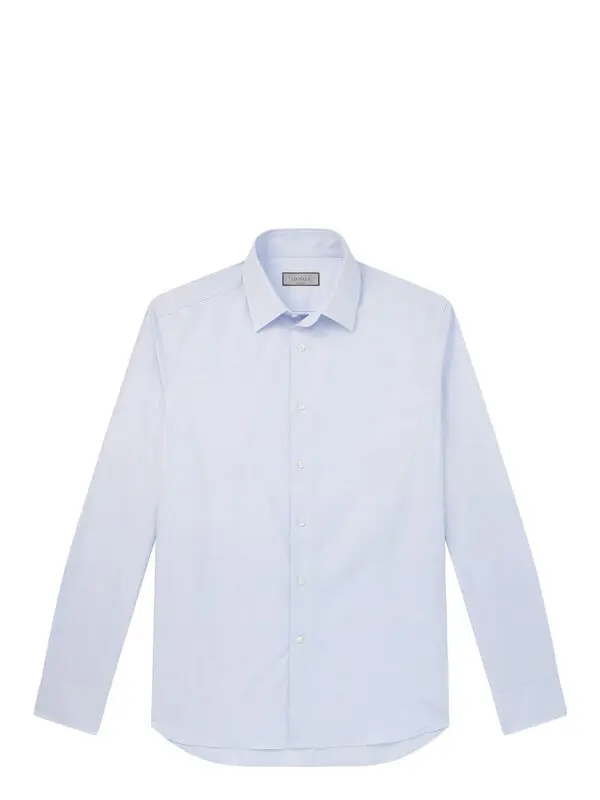 Canali Impeccabile Cutaway-collar Cotton-poplin Shirt - Blue