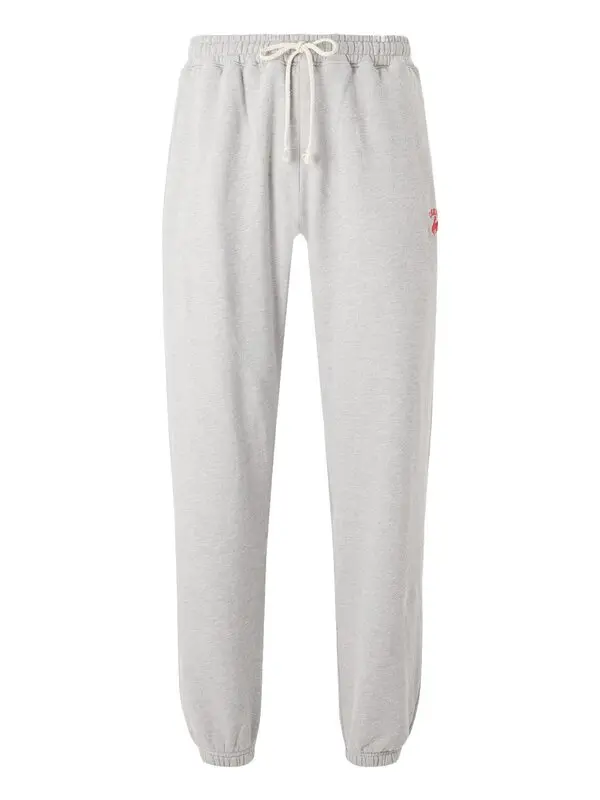 CHERRY LOS ANGELES Western Athletic Embroidered Cotton-blend Jersey Sweatpants - Gray