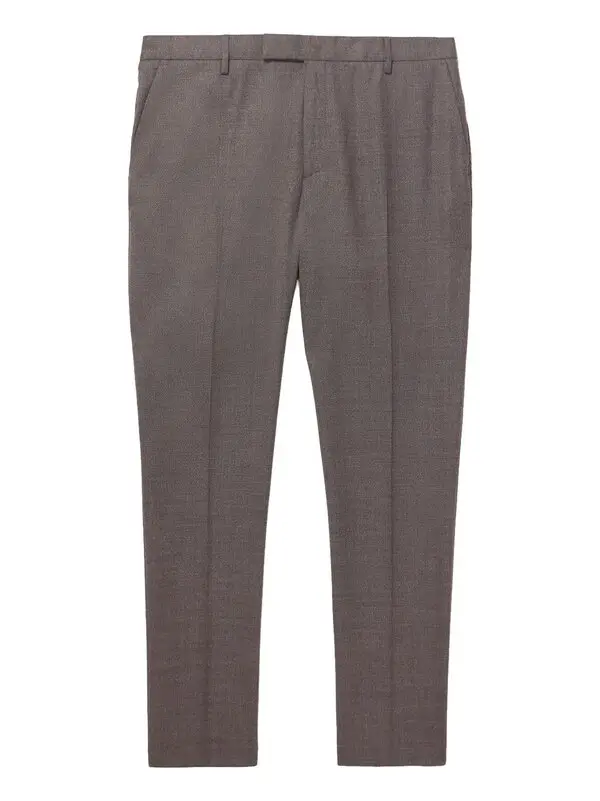 Sunspel Straight-leg Textured Wool-blend Suit Trousers - Brown