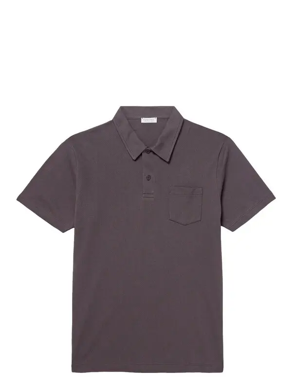 Sunspel Riviera Slim-fit Supima Cotton-mesh Polo Shirt - Brown