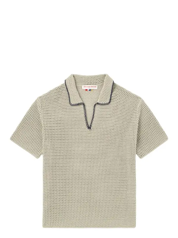 Orlebar Brown Crocheted Cotton Polo Shirt - Green