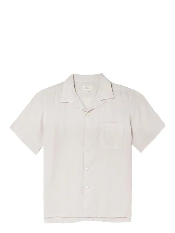 Hartford Palmito Mc Pat Convertible-collar Linen Shirt - Neutrals