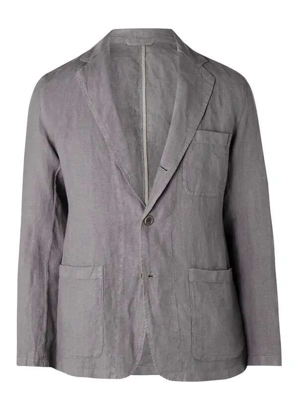 Hartford Jobby Pat Linen Suit Jacket - Gray