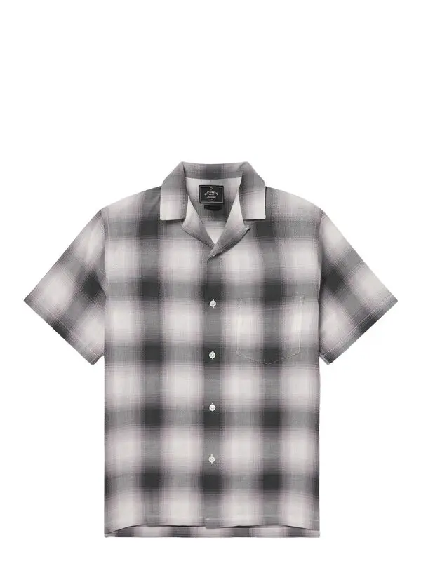 Portuguese Flannel Smogy Convertible-collar Checked Cotton Shirt - Black