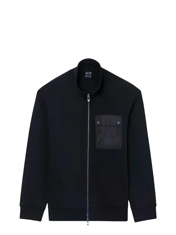 Armani Exchange Zip Sweatshirt With Chest Pocket - Black
