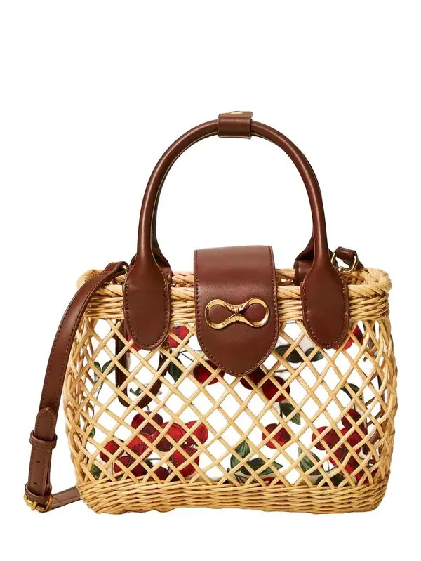 TWINSET Logo-appliqué Woven Top Handle Bag - Neutrals