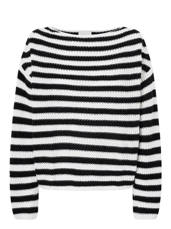 ALLUDE Striped Cotton And Cashmere-blend Sweater - Blue