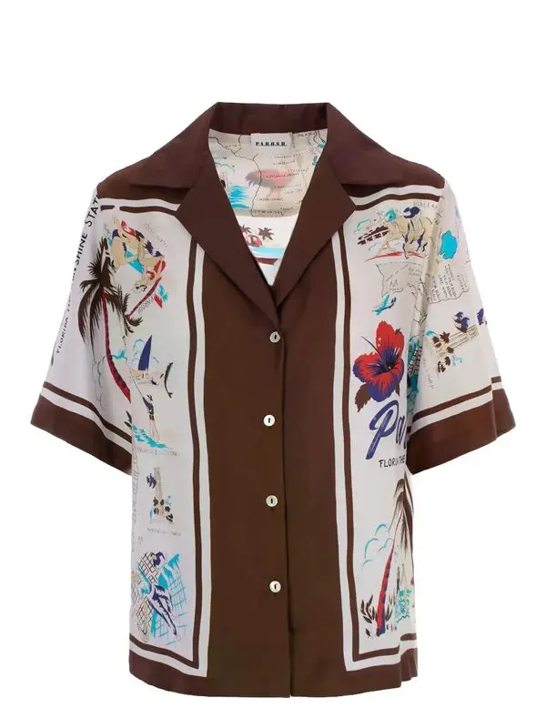 P.a.r.o.s.h Printed Short Sleeve Shirt - Neutrals