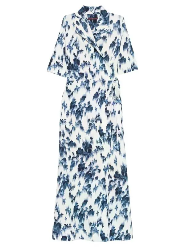 High Floral-print Maxi Wrap Dress - White