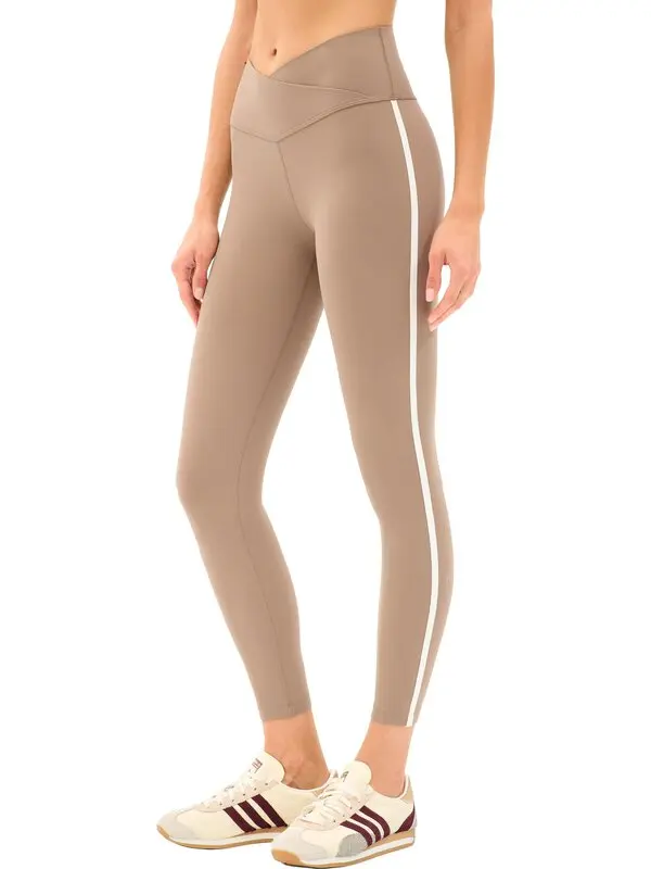 Splits59 Mia Rigor Legging W/ Stripe - Latte/white
