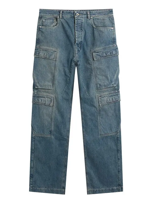 Rick Owens Double Cargo Jeans - Washed Indigo
