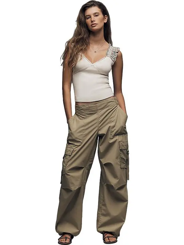 Anthropologie Utility Parachute Pants - Thyme Leaf