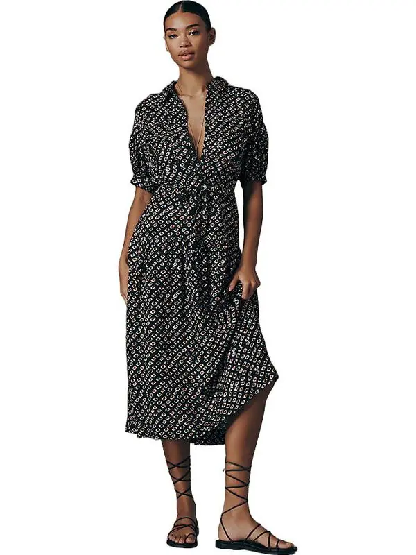 Anthropologie Utility Pocket Shirt Dress - Black Pattern