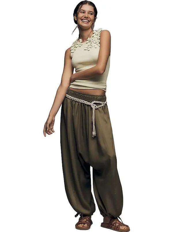 Anthropologie Draped Harem Pants - Avocado
