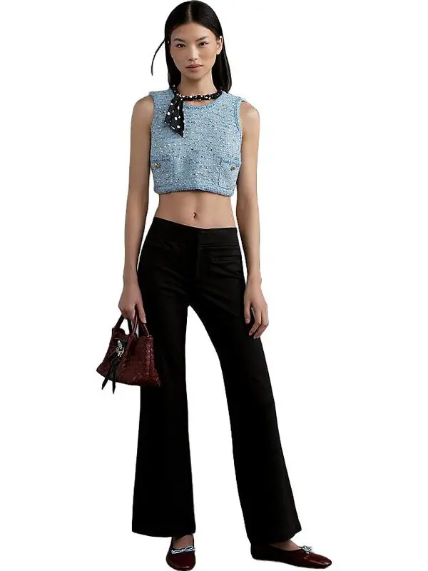 Maeve Retro Ponte Flare Pants - Black
