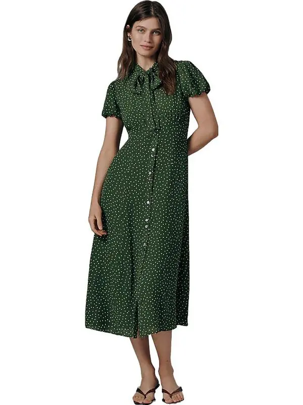 REFORMATION Bloomsberry Buttondown Midi Dress - Cassia Dot