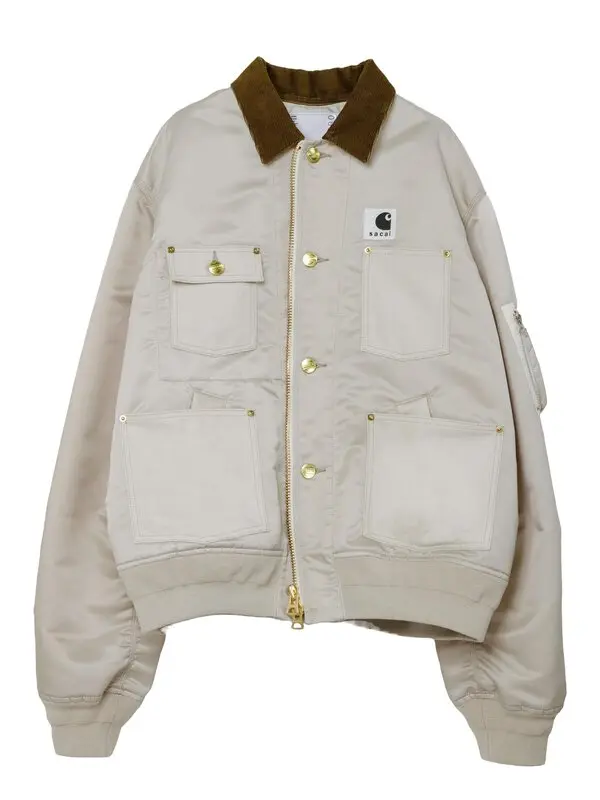 Sacai X Carhartt Wip Nylon Bomber Jacket - White