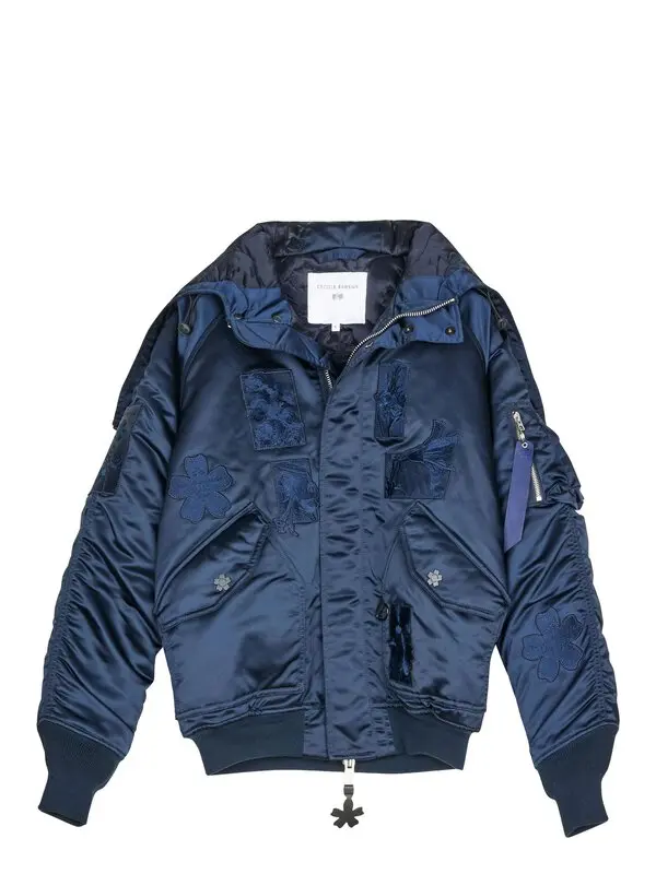 Cecilie Bahnsen Alpha Industries X Nylon Jacket With Patches - Blue