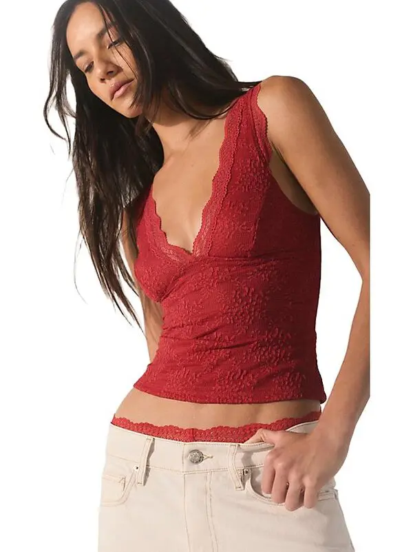 Free People Loved You First Lace Cami - Luxe Red