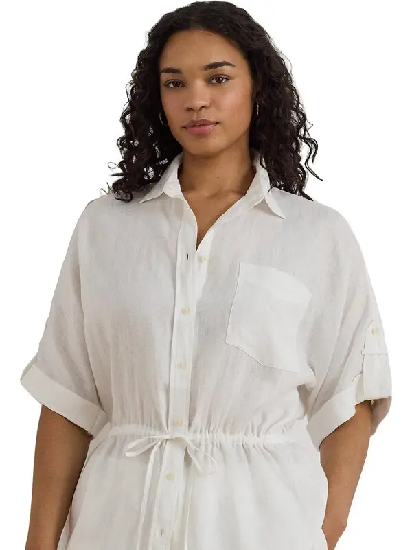 Ralph Lauren Linen Roll-tab Sleeve Tunic - White
