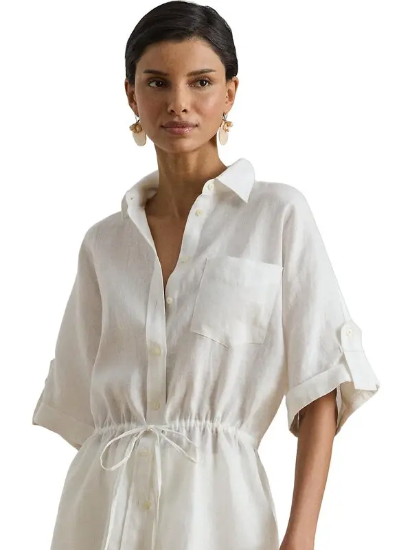 Ralph Lauren Linen Roll-tab Sleeve Tunic - White