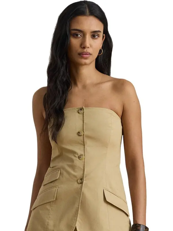 Ralph Lauren Cotton Twill Bustier - Birch Tan