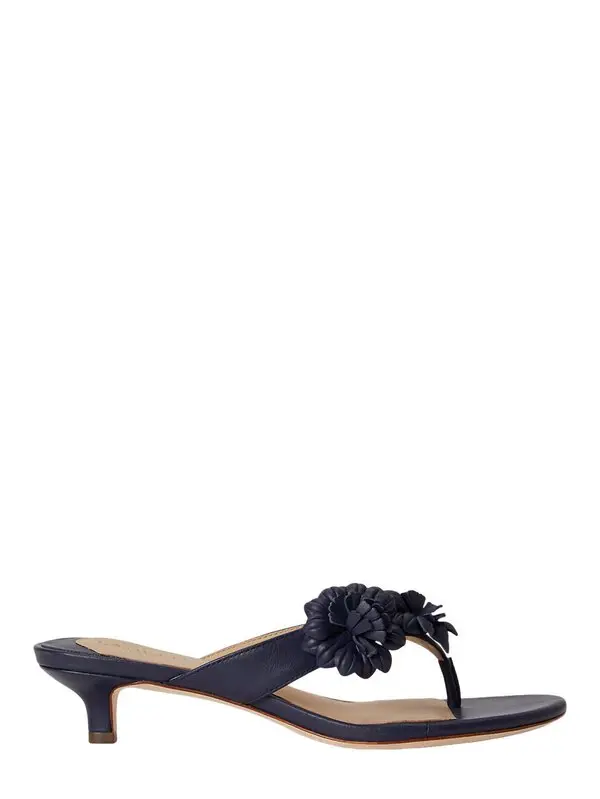 Ralph Lauren Francesca Floral-trim Nappa Sandal - Refined Navy