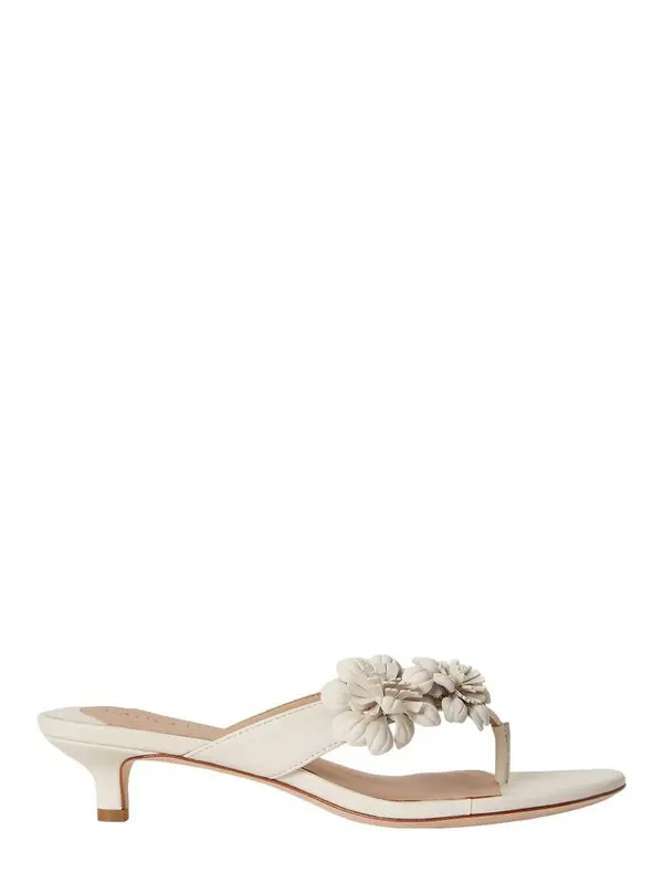 Ralph Lauren Francesca Floral-trim Nappa Sandal - Soft White