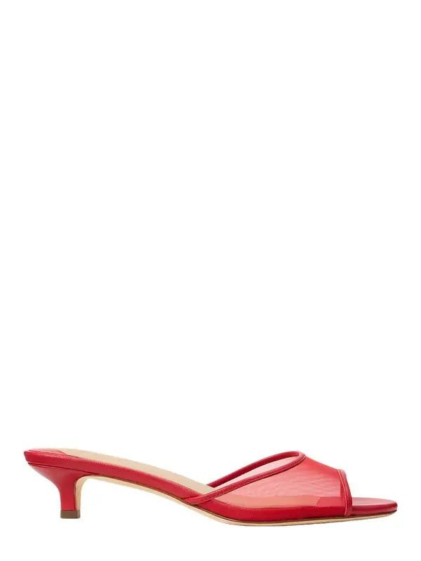 Ralph Lauren Francesca Leather & Mesh Mule Sandal - Festive Red