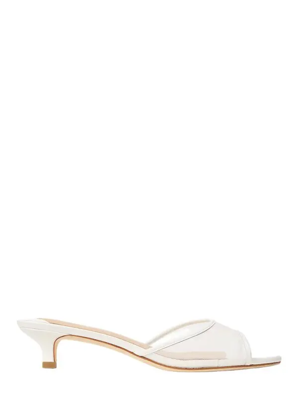 Ralph Lauren Francesca Leather & Mesh Mule Sandal - Snow White